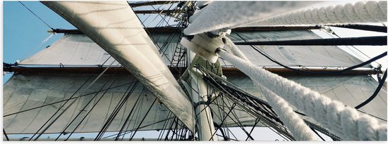 WallClassics - Poster (Mat) - Wit Zeil van Schip - 60x20 cm Foto op ...