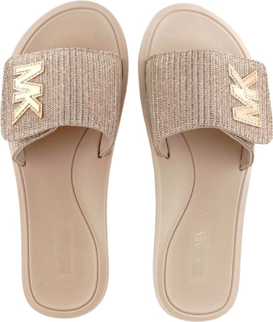 Michael Kors Mk Slide Dames Slippers - White Gold - Maat 37 | bol