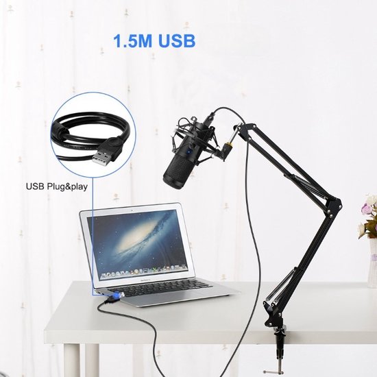Microfoon - Microfoon Met Arm - Gaming En Streaming - Microfoon Voor PC ...