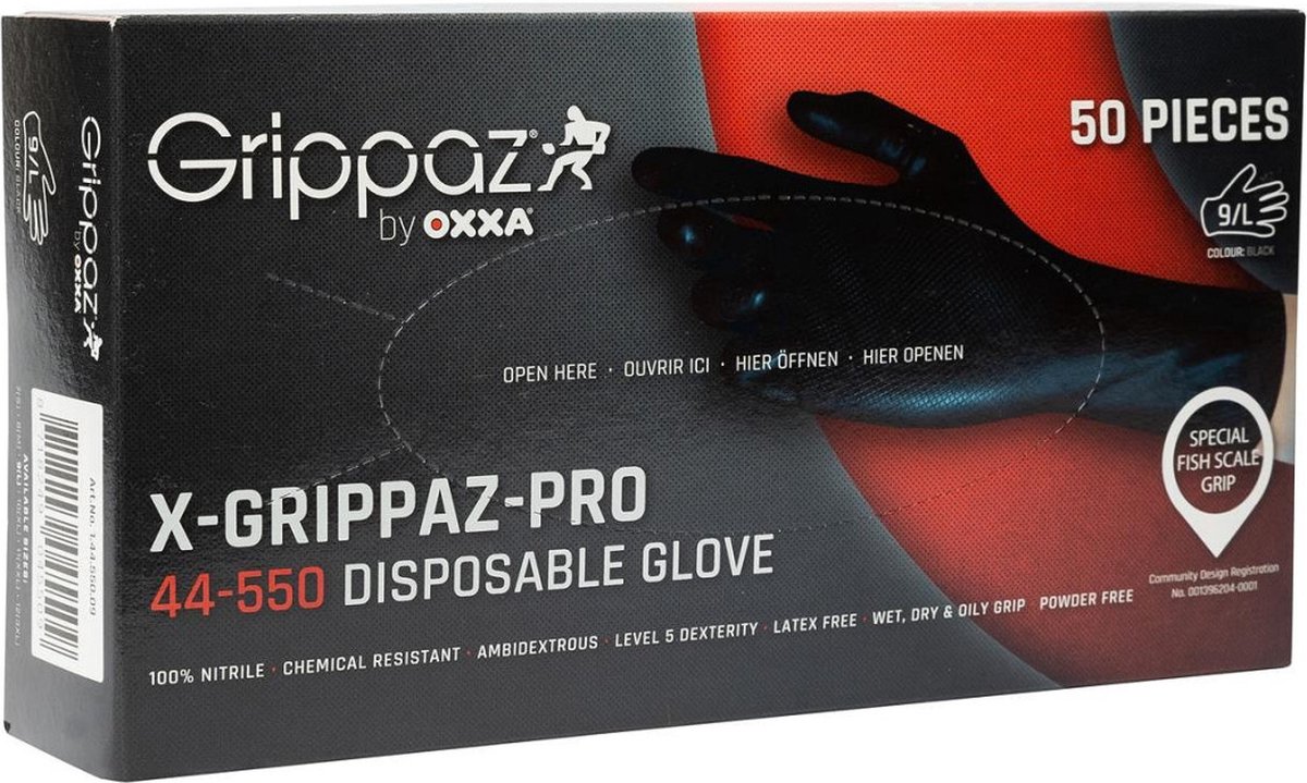 M-Safe Nitril Grippaz handschoenen 246BK - Zwart - Maat L - 50 stuks ...