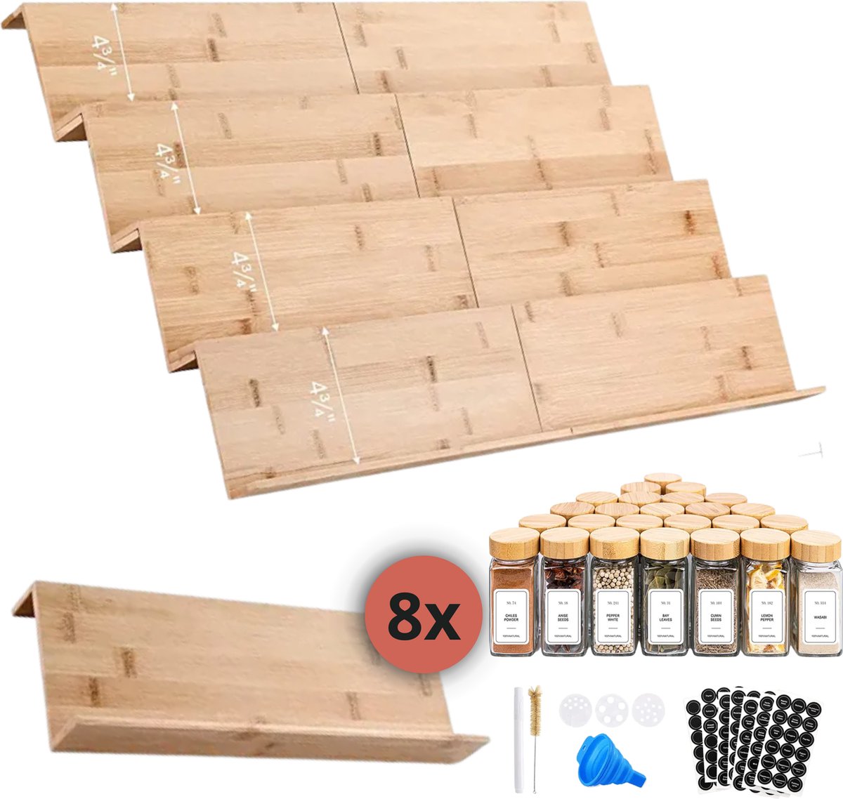 GreatGoodie Kruidenrek Lade - Bamboe - Kruiden Organizer - Met 24 ...