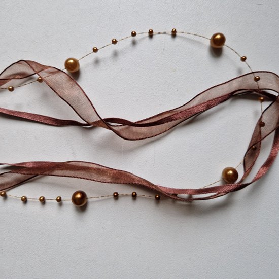 Band/Lint - Goud - Bruin - Kralen 5 meter | bol