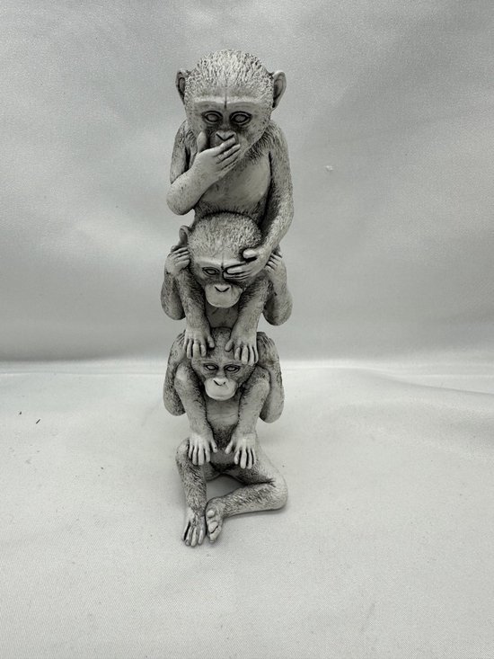 Witte Apen " horen, zien & zwijgen" op elkaar - beeldje - wit - 15 cm ...