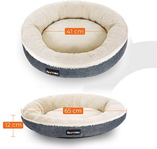 Hondenmand - Kattenmand - Hondenbed - rond - Ø 65 cm - Grijs | bol.com