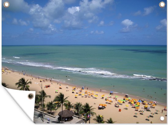 Muurdecoratie buiten De Bao Viagem van Recife met palmbomen in Brazilië ...