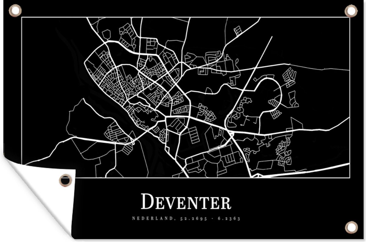 Tuinposter Stadskaart - Deventer - Kaart - Plattegrond - 100x60 cm ...