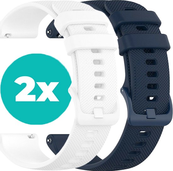 Smartwatch bandjes - 2 pack - Siliconen bandje - Wit – Donkerblauw ...