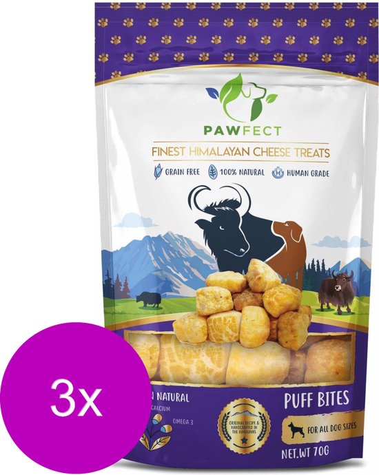 Pawfect Chew Puff Bites - Hondensnacks - 3 x 70 g | bol