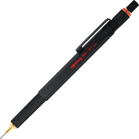 rOtring 800-vulpotlood | HB 0,7 mm | Zwart metalen behuizing | bol