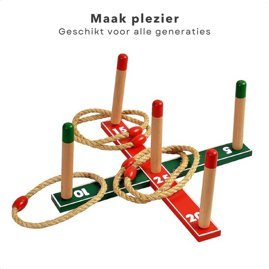 Cheqo® Houten Ringwerpspel - Touwringen - Werpspel - Buitenspel - Ringen Gooien -... | bol.com