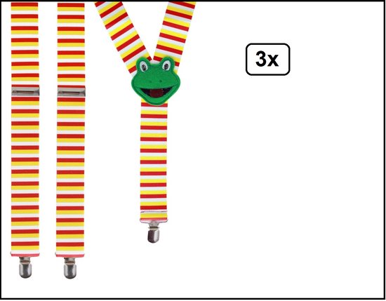 3x Bretel Kikker luxe rood/wit/geel 35mm - Carnaval Festival thema ...