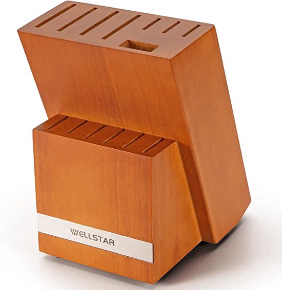 Wellstar Messenblok zonder mes, natuurlijk hout, keukenmes, blok zonder ...