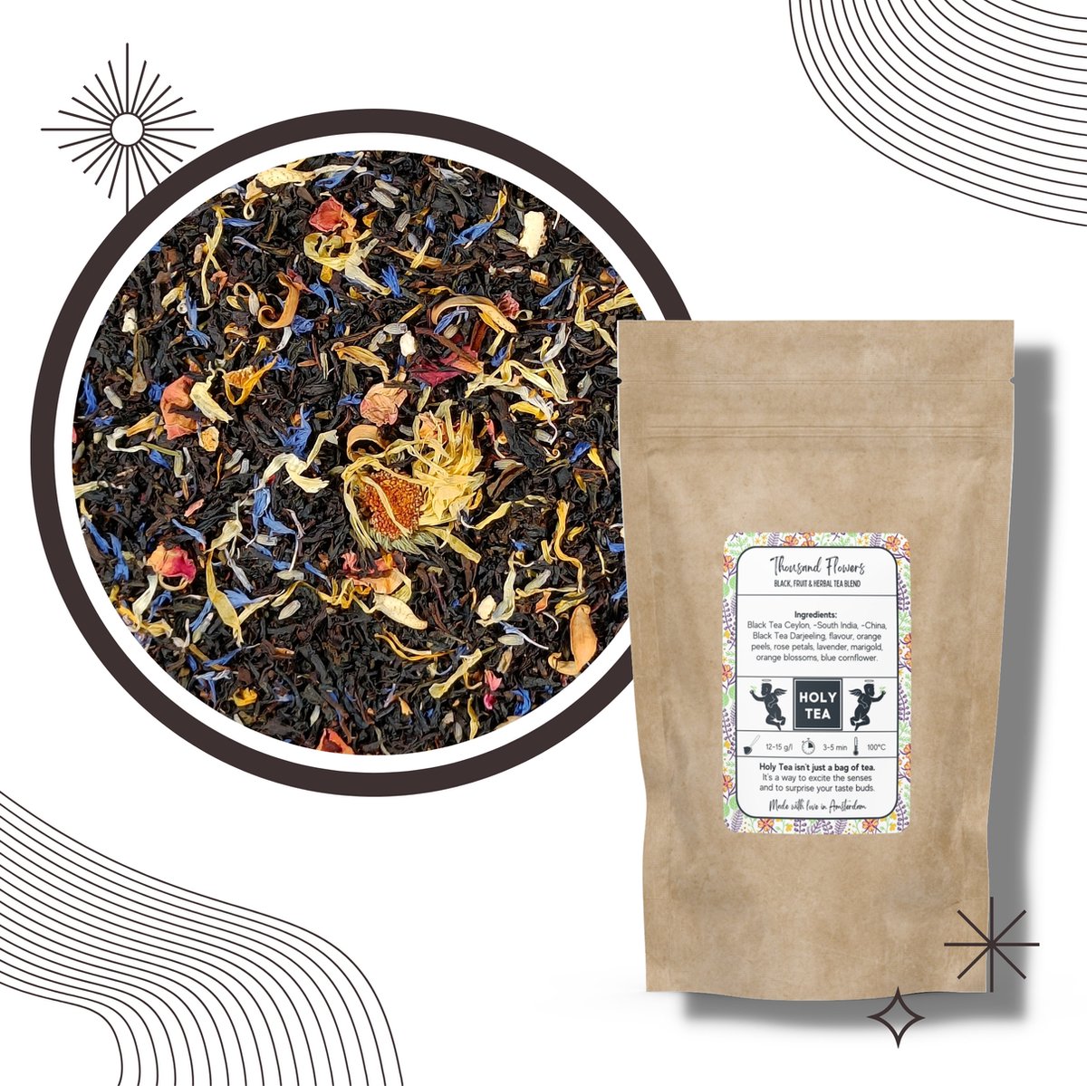 Blend van zwarte, fruit en kruiden thee – Duizend bloemen – Holy Tea ...