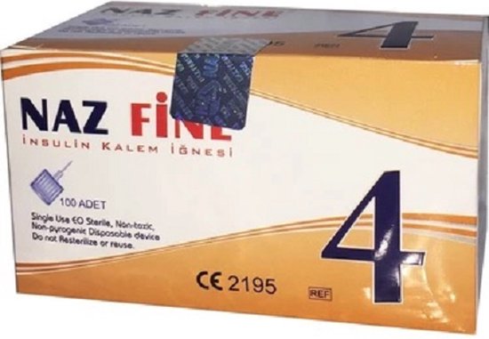Insuline naald - Naz Fine - Steriel naald - 4 MM - 100 stuks - Wegwerp ...