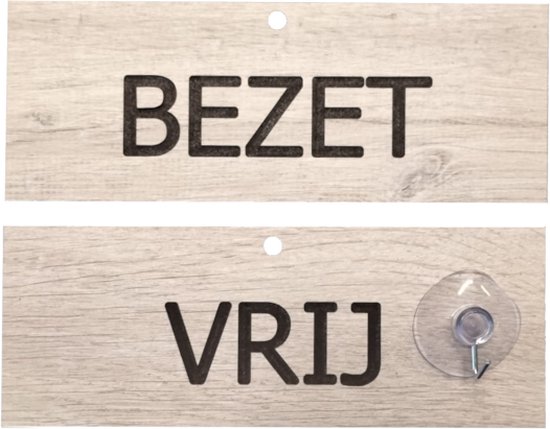 Deurbordje vrij-bezet in houtlook met gegraveerde tekst | bol