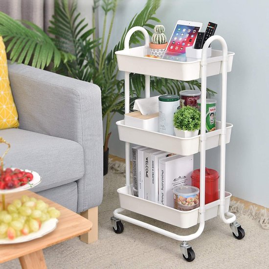 Opbergtrolleywagen, Rolkar met 3 niveaus, Multifunctionele ...