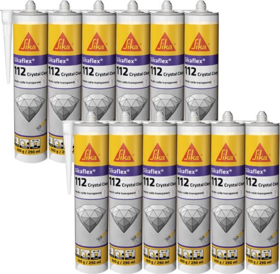 Set van 12 SIKA Sikaflex-112 Kristalheldere mastieklijmen - Transparant ...