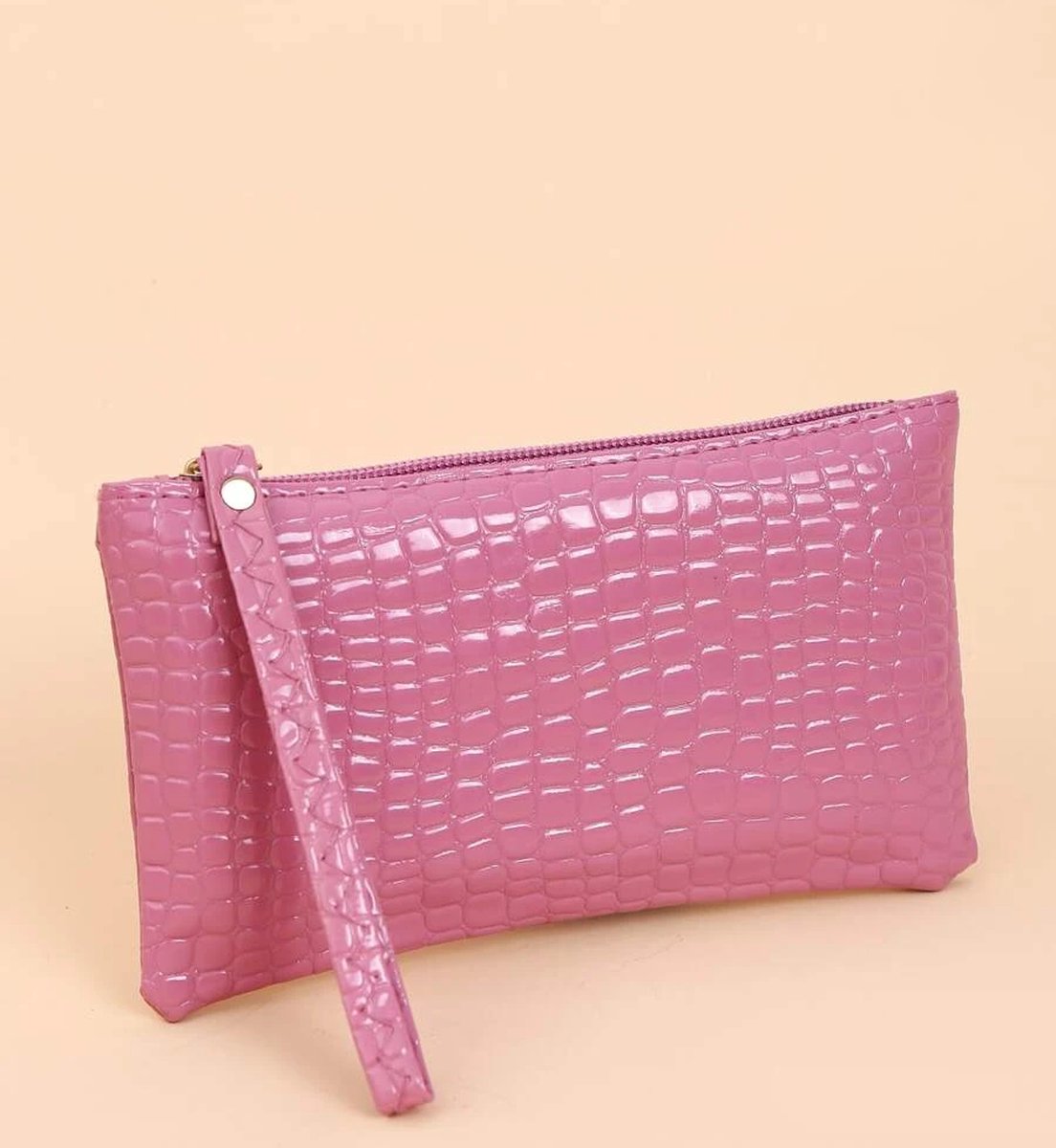 Handtas Mini - Make-up tasje - Roze - Rechthoekig - Krokodillen print ...