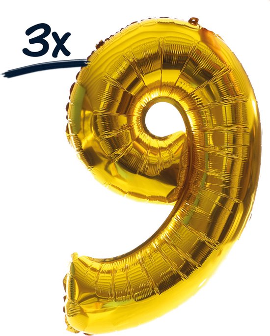 3x folieballon goud cijfer lucht en Helium 80cm Feest party versiering ...