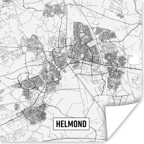 Poster Stadskaart Helmond - 30x30 cm - Plattegrond | bol