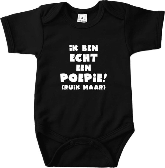 Ik ben echt een poepie, ruik maar - Maat 56 - Romper zwart | bol.com