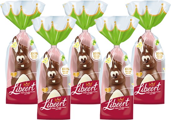 Libeert haasje melk décoré - chocolade voor Pasen - 85g x 5 | bol