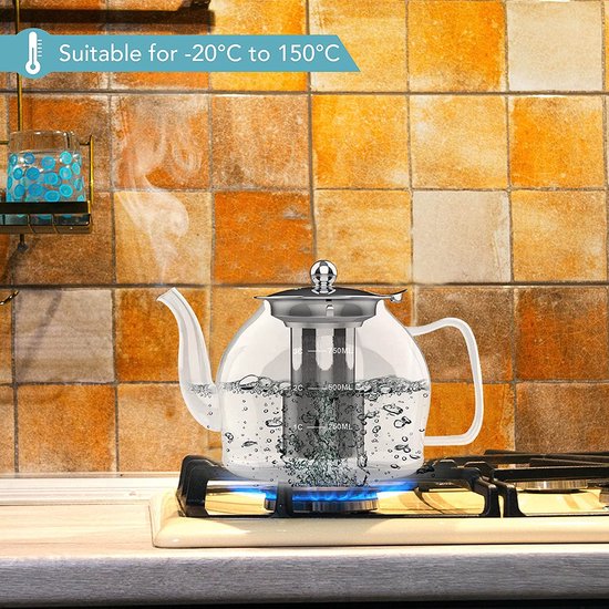 Théière en Verres HEFTMAN 800 ml - théière en verre transparent avec infuseur pour thé... | bol.com