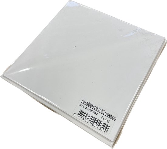 Luxe dubbele kaarten en enveloppen 16,5 x 16,5 cm - 5 st - wit | bol.com