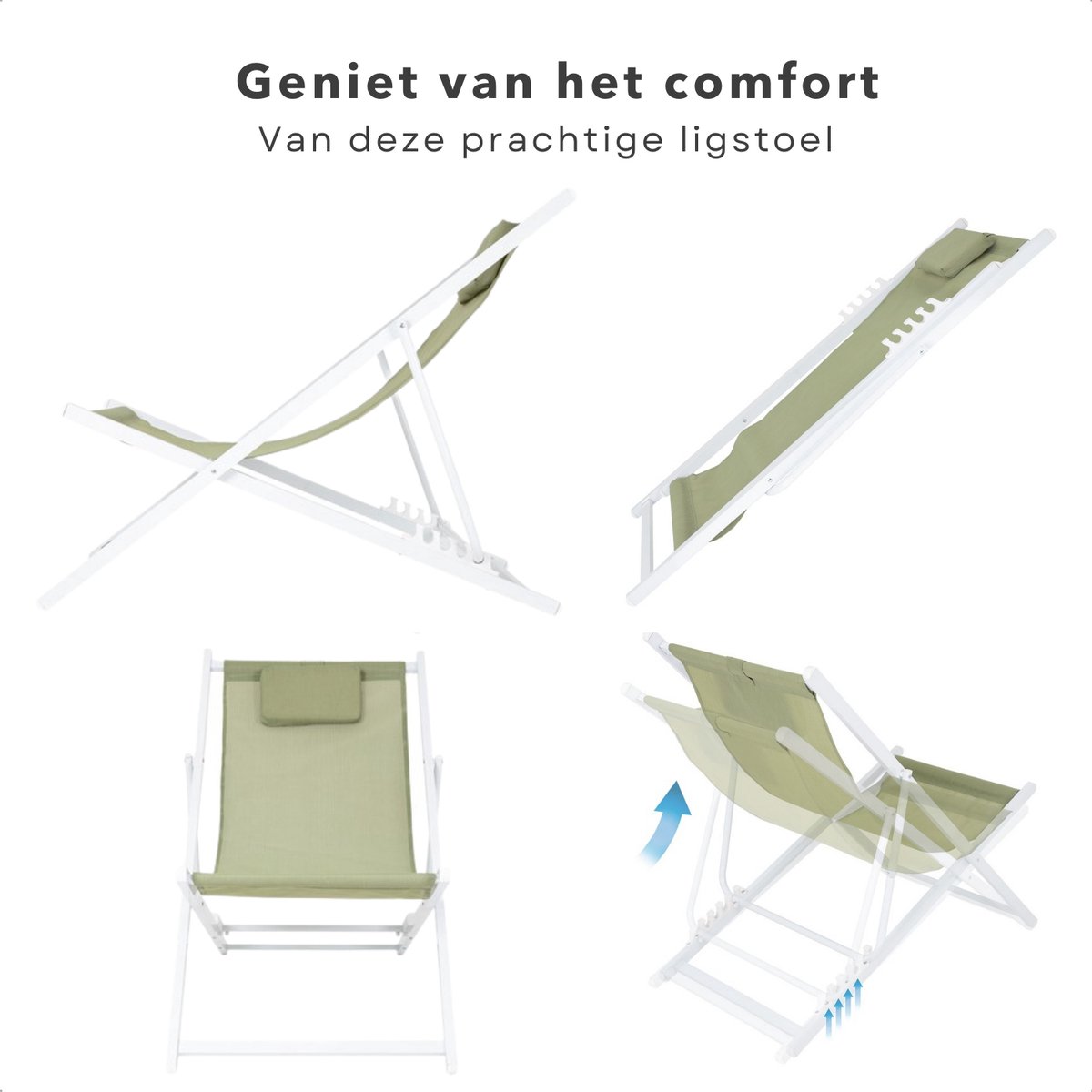 Cheqo® Ligstoel - Opvouwbare Tuinstoel - Strandstoel Opvouwbaar ...