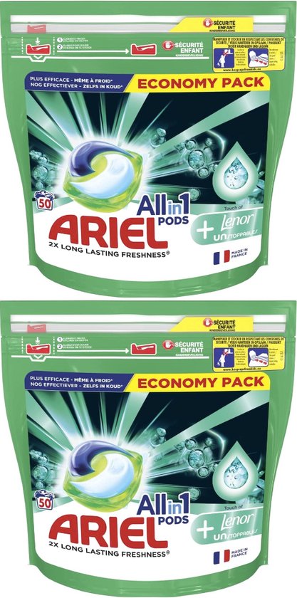Ariel Pods All in 1 +Active Odor Defense Touch Of Febreze 2 x 50 stuks ...