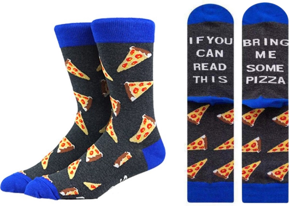 Pizza sokken met tekst 'Bring me some pizza' maat 38-43 - Cadeau tip ...