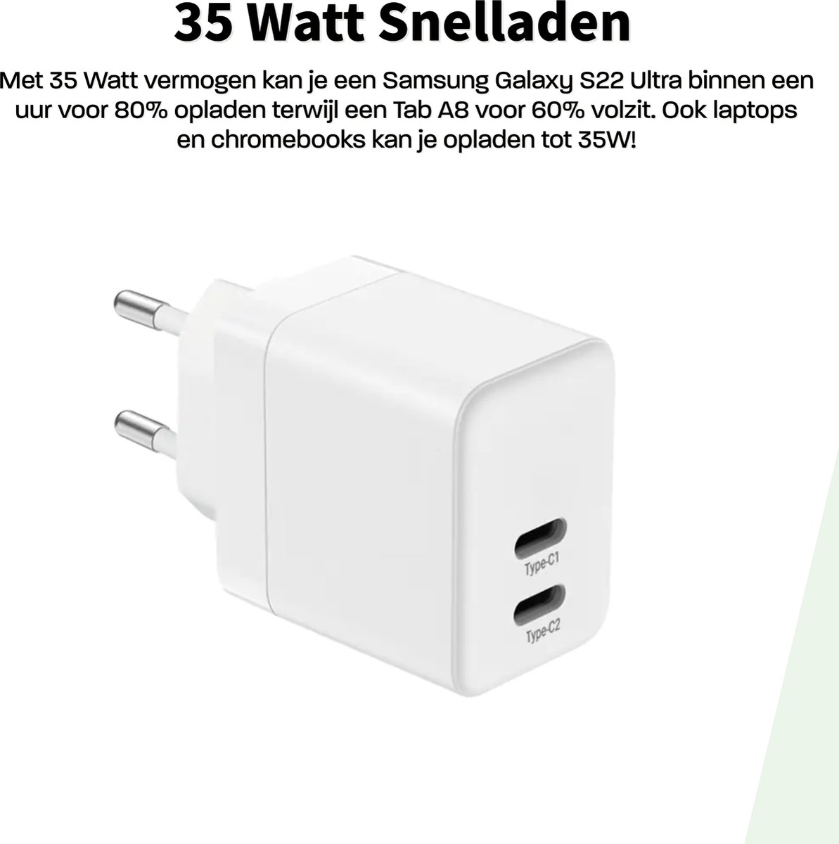 USB C Oplader met Sterke Oplaadkabel - Snellader - Draadloze Oplader ...