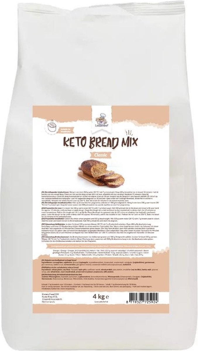Lowcarbchef - Keto Broodmix - 4kg - 10 broden - Koolhydraatarm brood ...
