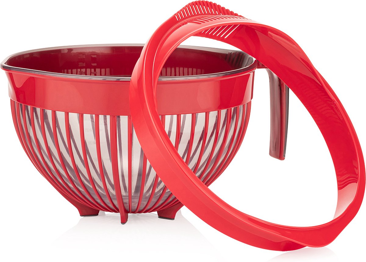 Folly life - 2 in 1 Vergiet - Mengkom - rood - rond - 3 Liter - Zeef ...