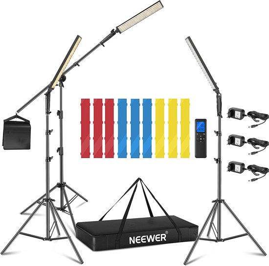 Neewer® - Set van 3 - LED-Videolamp - Fotografie LED Verlichtingsset ...