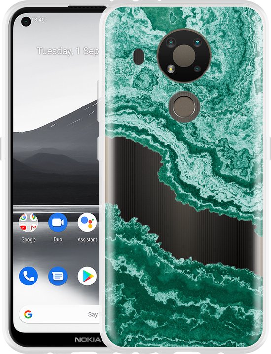 Hoesje geschikt voor Nokia 3.4 Turquoise Marble Art | bol