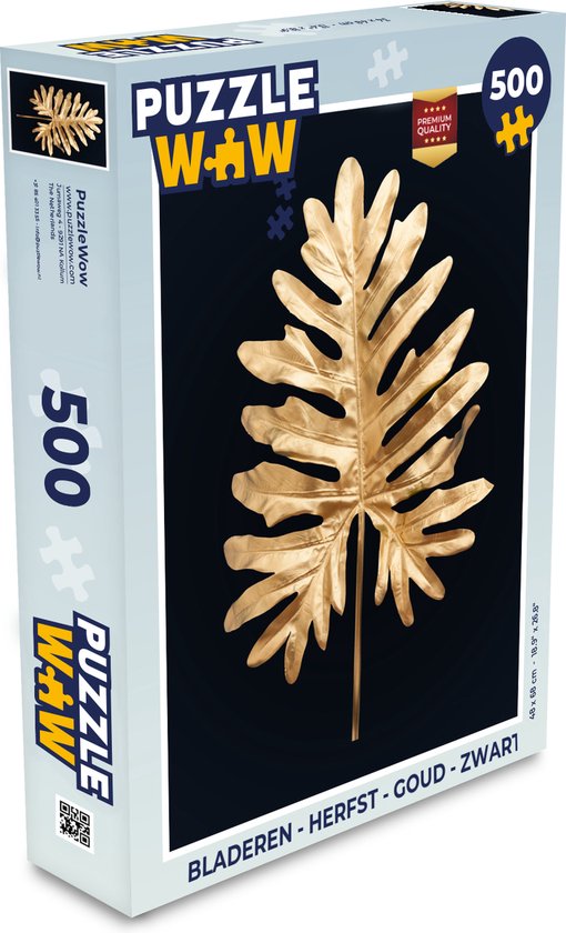 Puzzel Bladeren - Herfst - Goud - Zwart - Natuur - Luxe - Legpuzzel ...