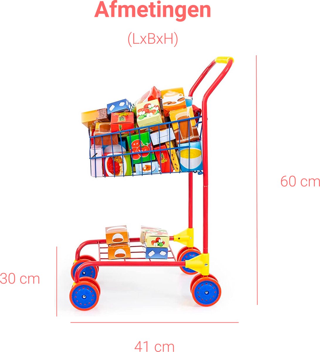 Jespro - Winkelkar - Incl 60 accessoires - Winkelmandje - Winkelwagen ...