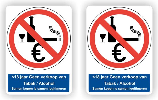 Geen verkoop alcohol, tabak -18 jaar stickers. | bol.com