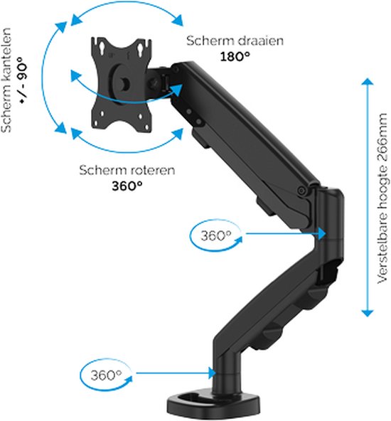 Fellowes monitor arm Eppa - voor 1 scherm - tot 40 inch - wit | bol.com