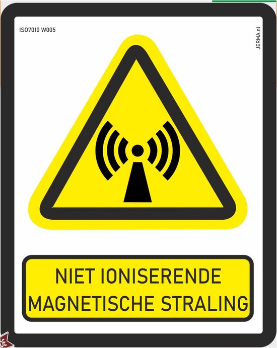 Magnetische straling waarschuwing sticker. | bol