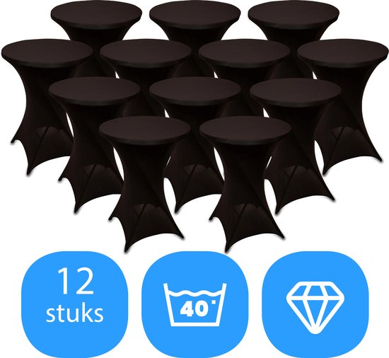 Statafelrok Zwart x 12 – ∅80-85 x 110 cm – Statafelhoes Stretch 12 Stuks – Tafelhoezen... | bol.com