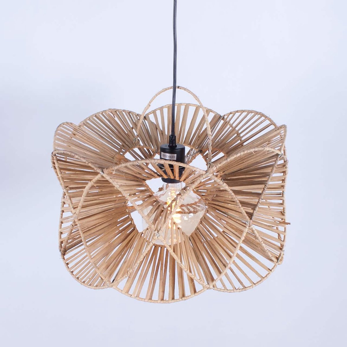 Rotan hanglamp Wave | 1 lichts | bruin / naturel | hout | Ø 40 cm | in ...