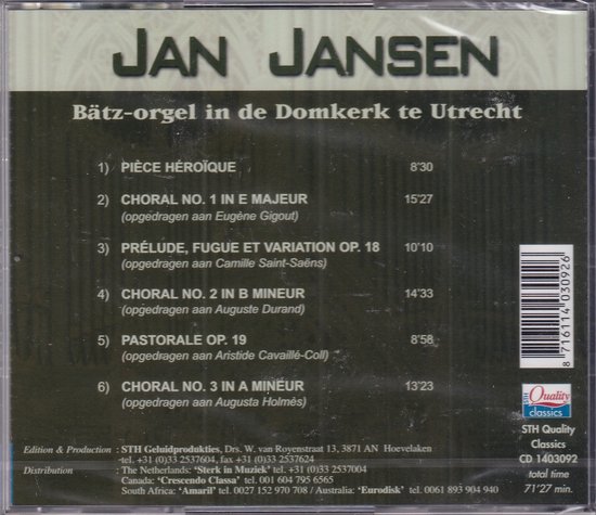 Jan Jansen speelt Cesar Franck - Jan Jansen bespeelt het Bätz-orgel in ...