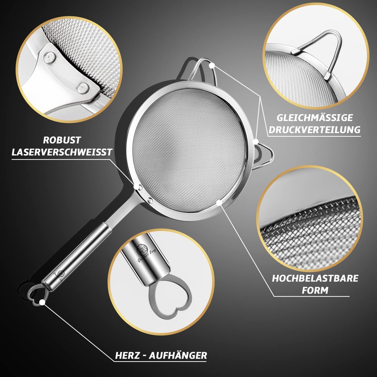 Roestvrijstalen zeefset - 1 grote pastasteef + 1 kleine extra fijne ...