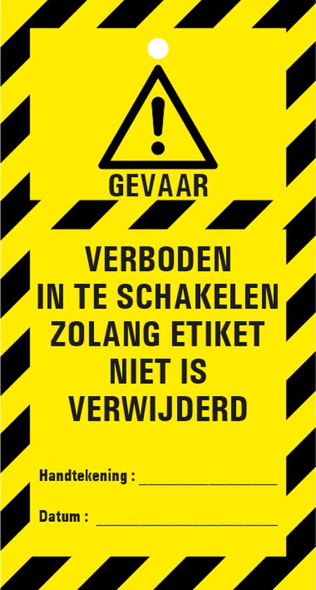 Verboden in te schakelen waarschuwingstag 50 x 100 mm | bol