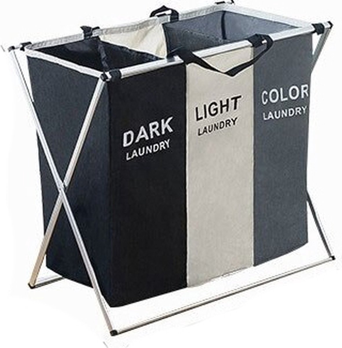 Opvouwbare wasmand - 3 vakken - Wasmand - Donkere was - Lichte was ...