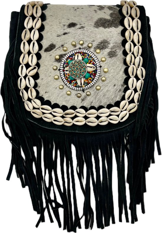 Suede dames tas met koeienhuid - boho tas - koeienhuid tas - ibiza tas ...