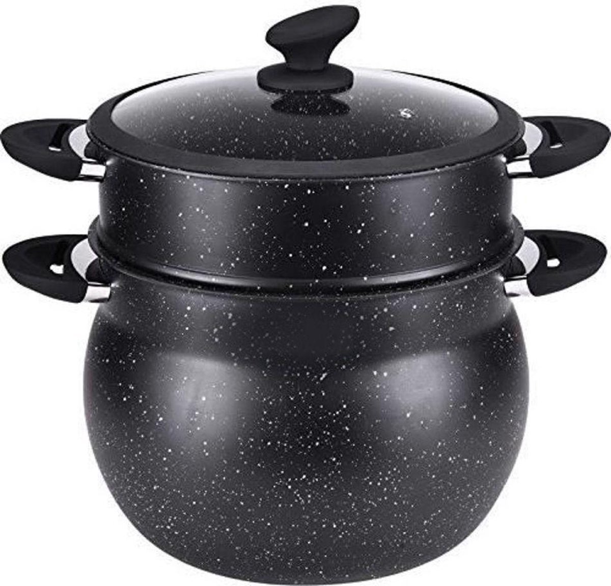 Couscous pan Marrakech - Stoompan - Marmeren coating - 6 Liter - Zwart ...