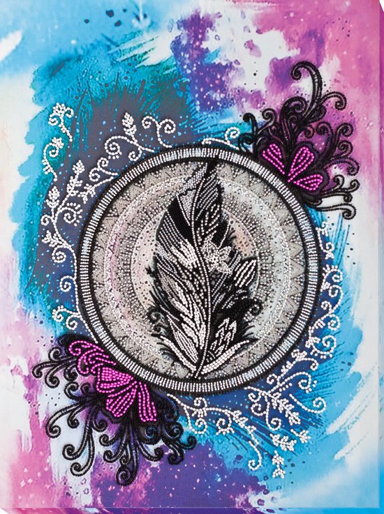 Borduurpakket met kralen/parels - ABRIS ART - Mandala Veren - Mandala Feather | bol